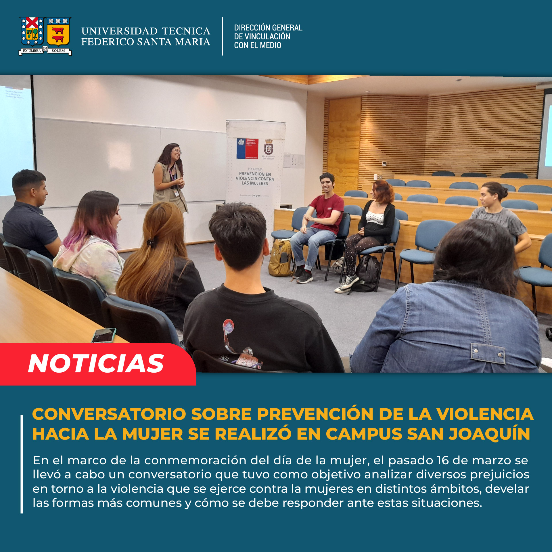 Conversatorio sobre prevención de la violencia hacia la mujer se realizó en Campus San Joaquín ...